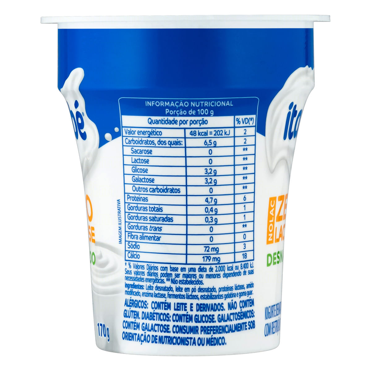 Iogurte Itambé Nolac Desnatado Zero Lactose 170g | Bretas Atacerejo